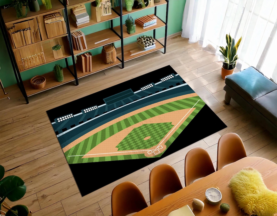 Baseball Field Rug: Kids Playroom Decor, Non-slip Floor Mat - Etsy