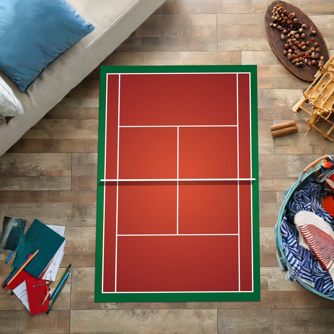 Tennis Court Rug, Tennis Field Rug, Sport Exercises Rug, Sport Rug ...