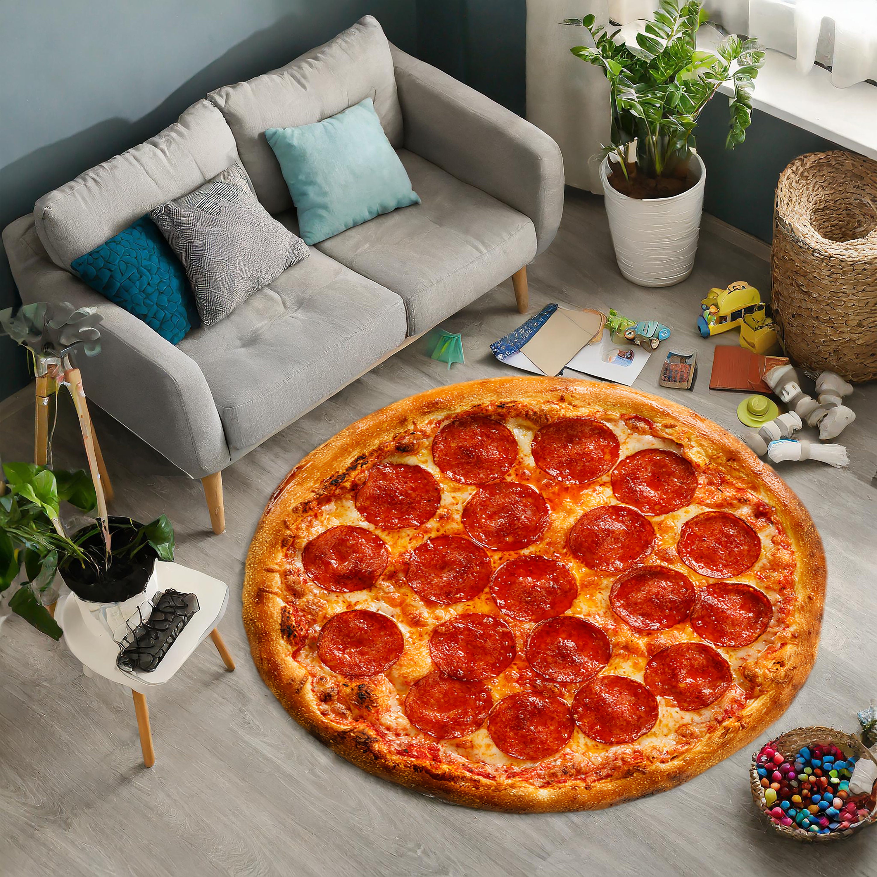 Pepperoni Pizza Rug, Pizza Rug, Food Rug, Round Rug, Washable Rug ...