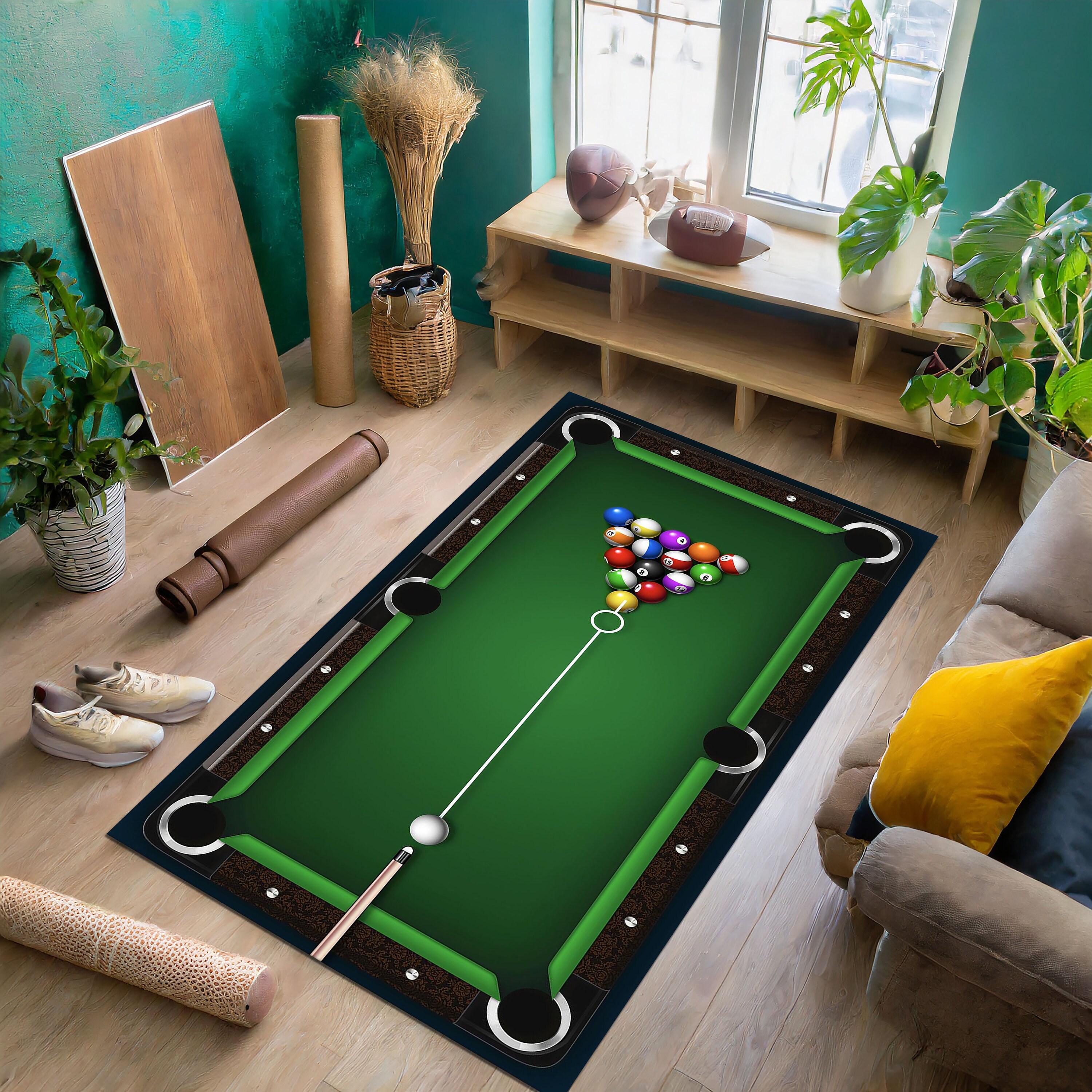 Billiard Table Rug, Billiard Lover Gift, Billiard 8 Ball, Game Room Rug ...