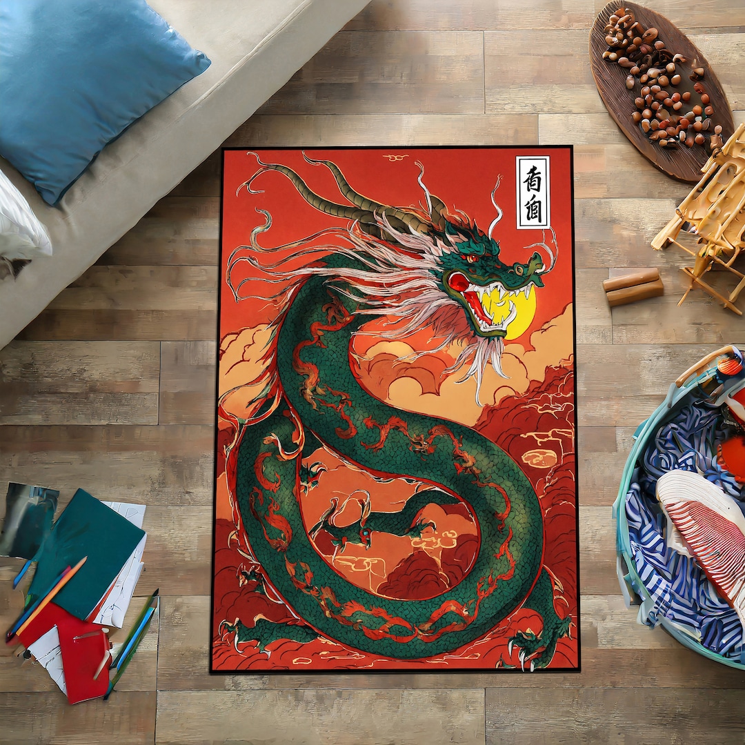 Chinese Dragon Rug, Design Style Rug, Dragon Rug, Japenese Theme Rug ...