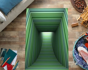 Tunnel Rug, Optical Illusion Rug, Illusion Rug, Rectangular Illusion Rug, Vortex Illusion Rug ...