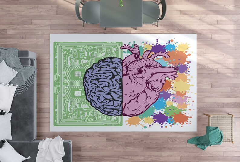 Motherboard of the Body Rug, Brain and Heart Rug, Patterned Printing ...