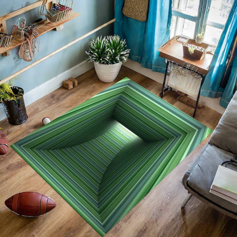 Tunnel Rug, Optical Illusion Rug, Illusion Rug, Rectangular Illusion ...