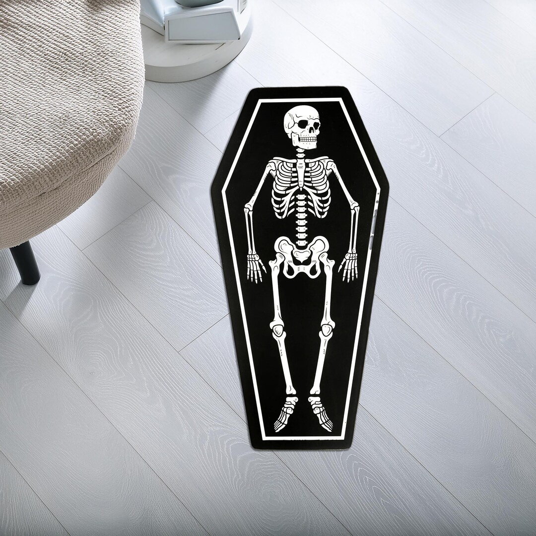 Coffin Halloween Decor Rug, Irregular Shape Decorative Rug, Fraqment ...