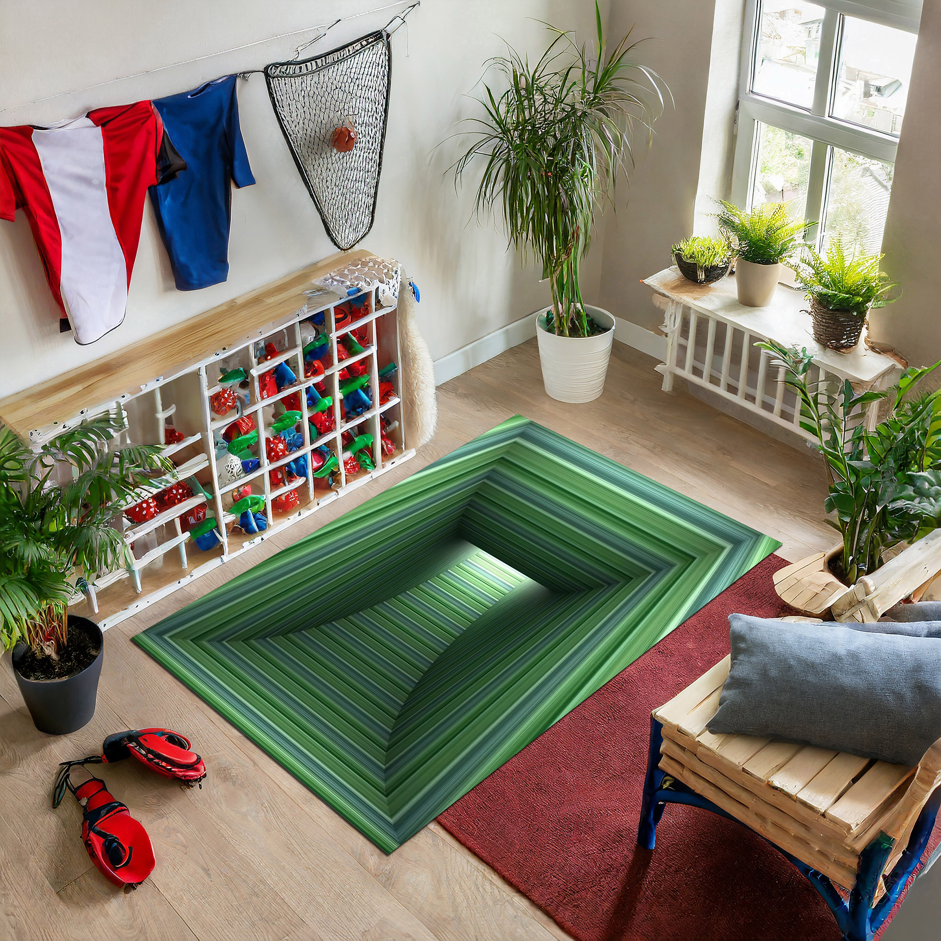 Tunnel Rug, Optical Illusion Rug, Illusion Rug, Rectangular Illusion ...