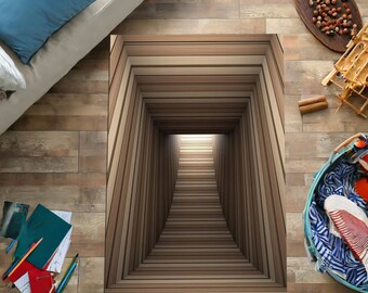 Tunnel Rug, Optical Illusion Rug, Illusion Rug, Rectangular Illusion ...