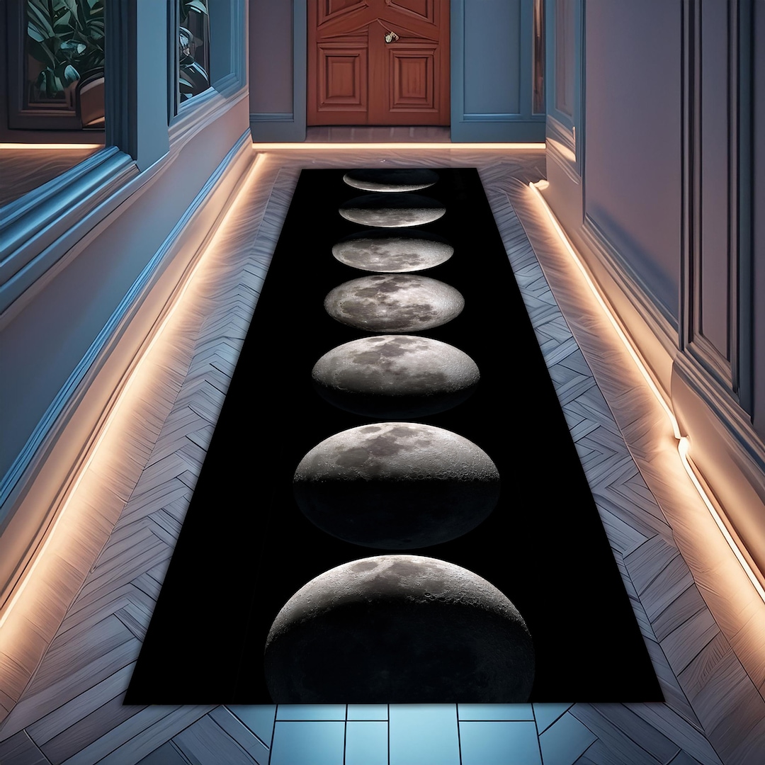 Moon Runner Rug, Runner Moon Phases, Bath Mat, Half Moon Bohemian Rugs ...