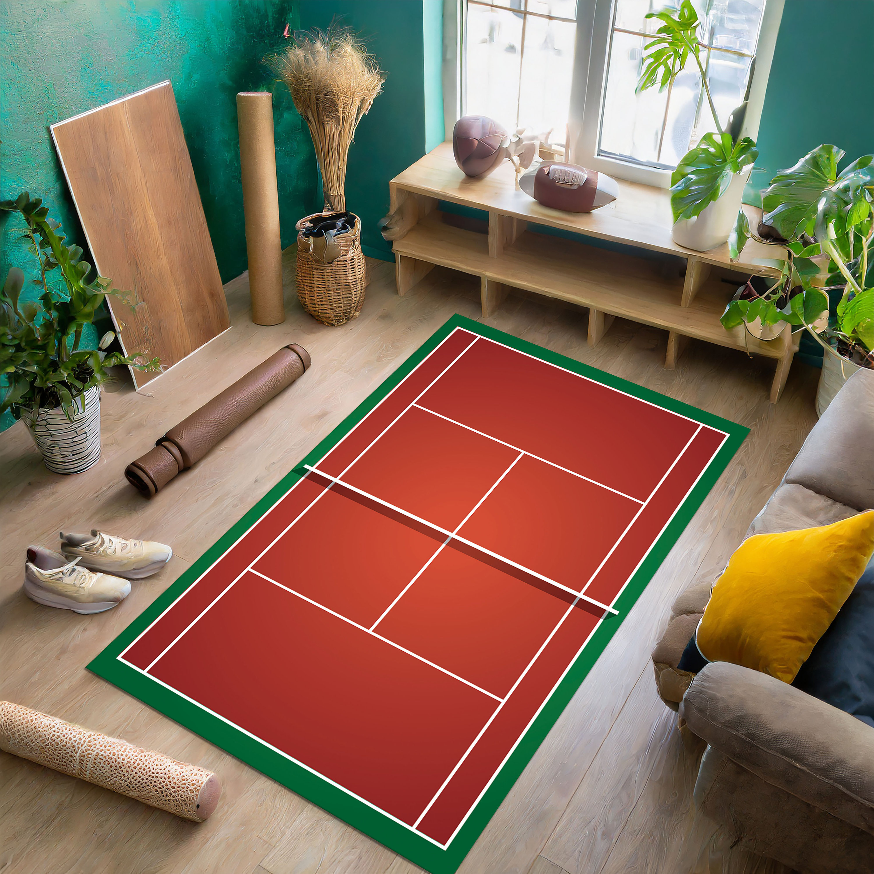 Tennis Court Rug, Tennis Field Rug, Sport Exercises Rug, Sport Rug ...