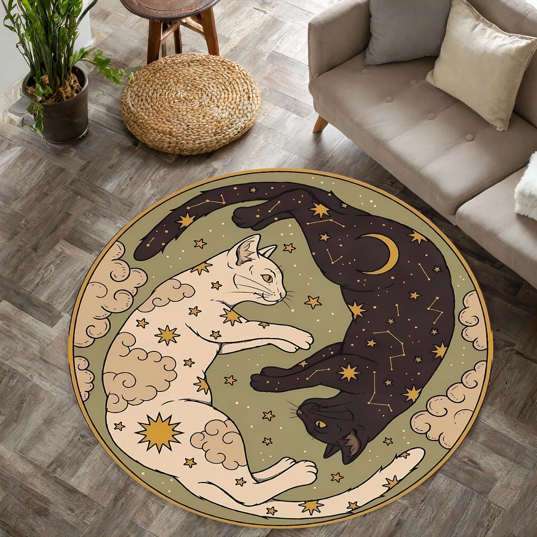 Cat Rugs, Cat Pats Rug, Circle Rugs, Animal Rug, Boho Rug, Luxury Rug ...