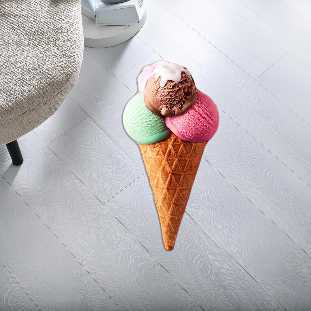 Ice Cream Rug, Kitchen Mat, Irregular Rug, Funny Ice Cream Mat, Doormat ...