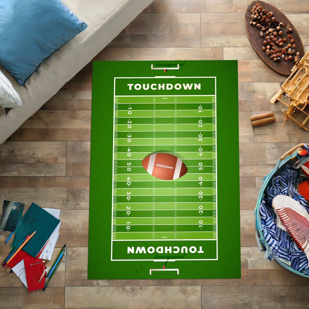 Soccer Field Rug, American Football Rug Custom Team Logo Rug, Washable ...