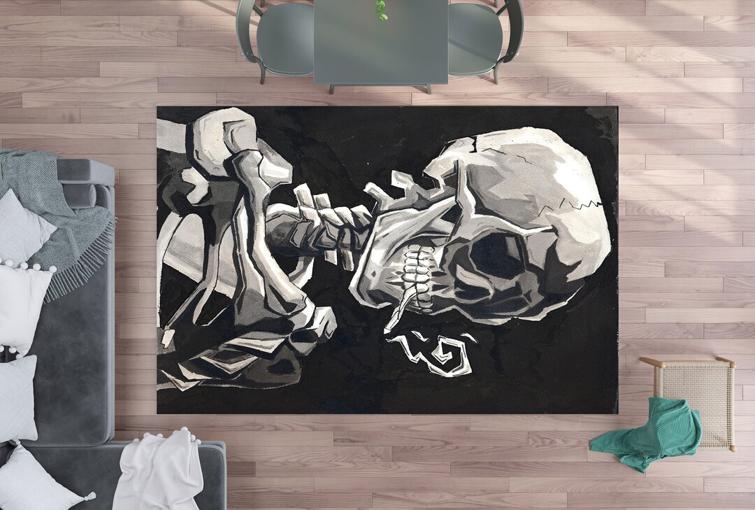Smoker Skeleton Rug, Skeleton Rug, Patterned Printing Rug, Washable Rug ...