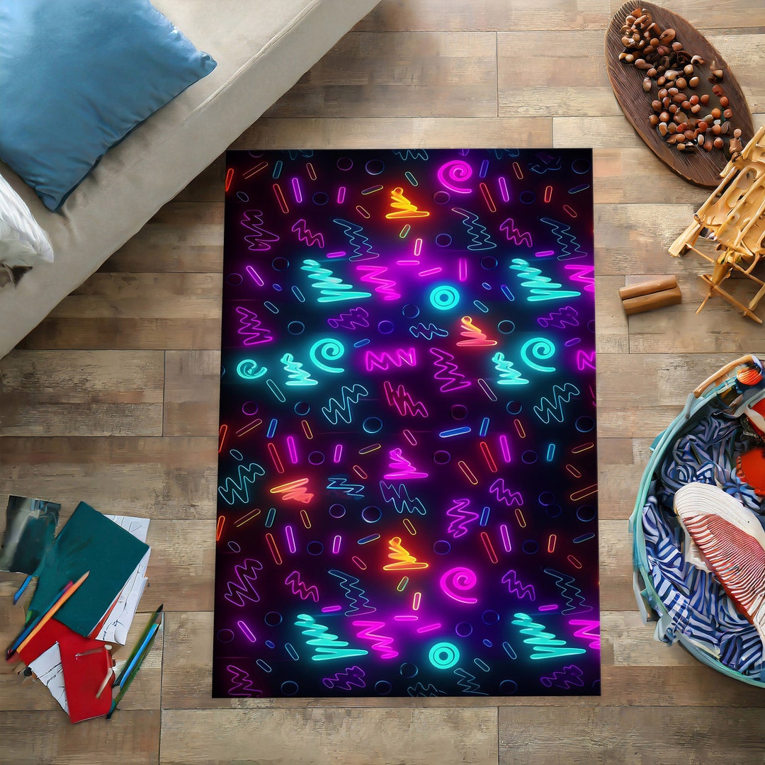 Retro Arcade Rug: 80s 90s Gaming Accent Floor Mat - Etsy