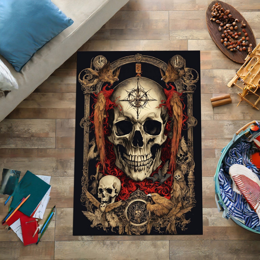 Gothic Rug for Satan Room Decor, Skull Rug for Horror Room Decor, Cool ...