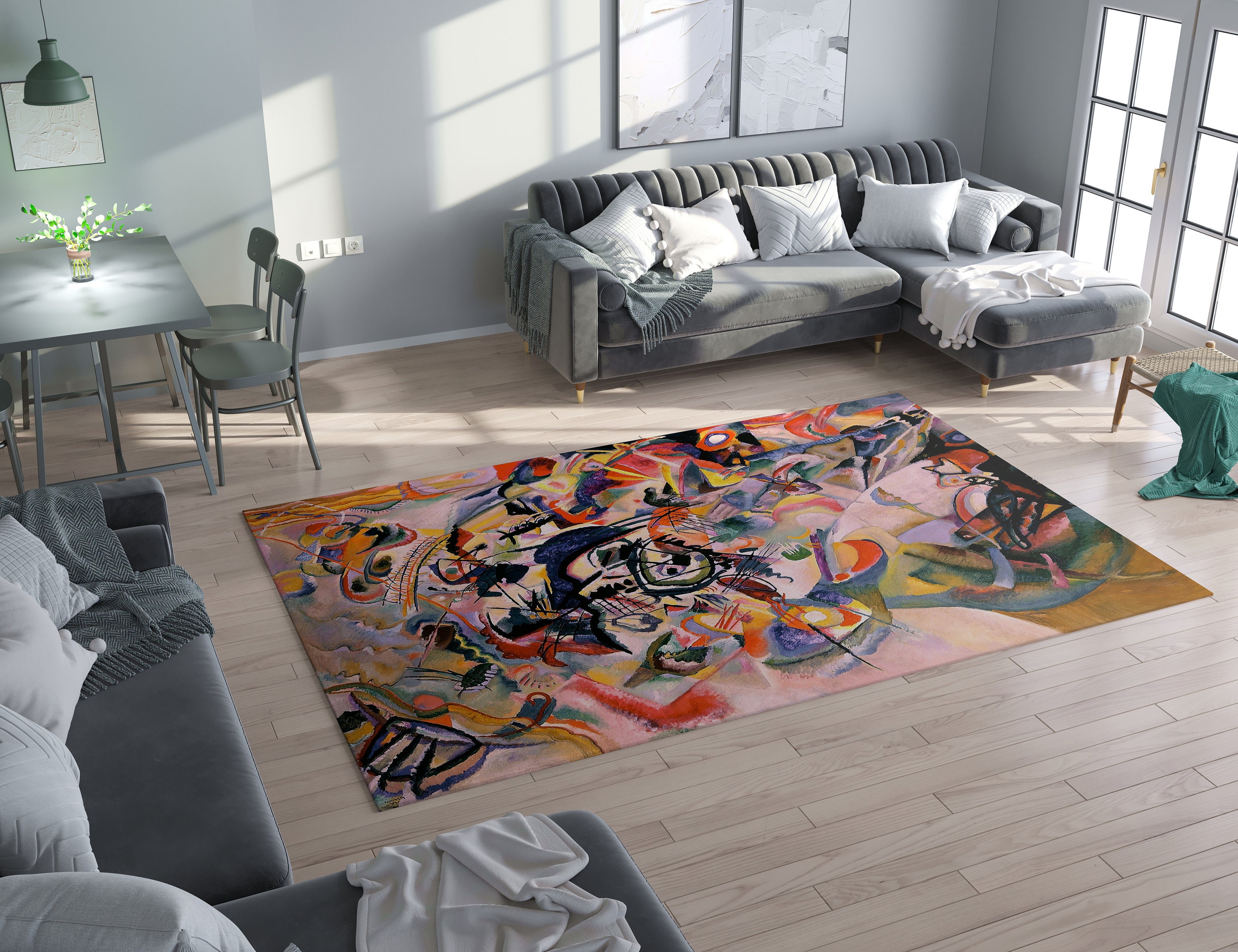 Composition VII Rug Artwork Rug Patterned Printing Rug - Etsy