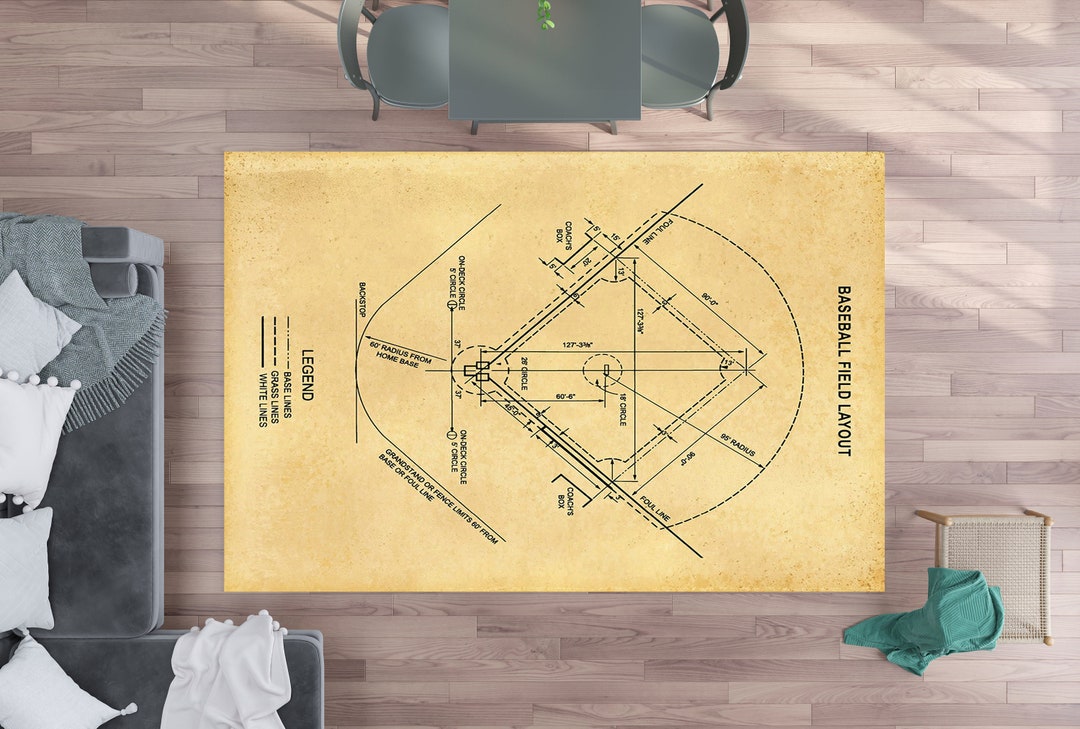 Baseball Field Rug, Baseball Rug, Impressive Rug, Patterned Printing ...