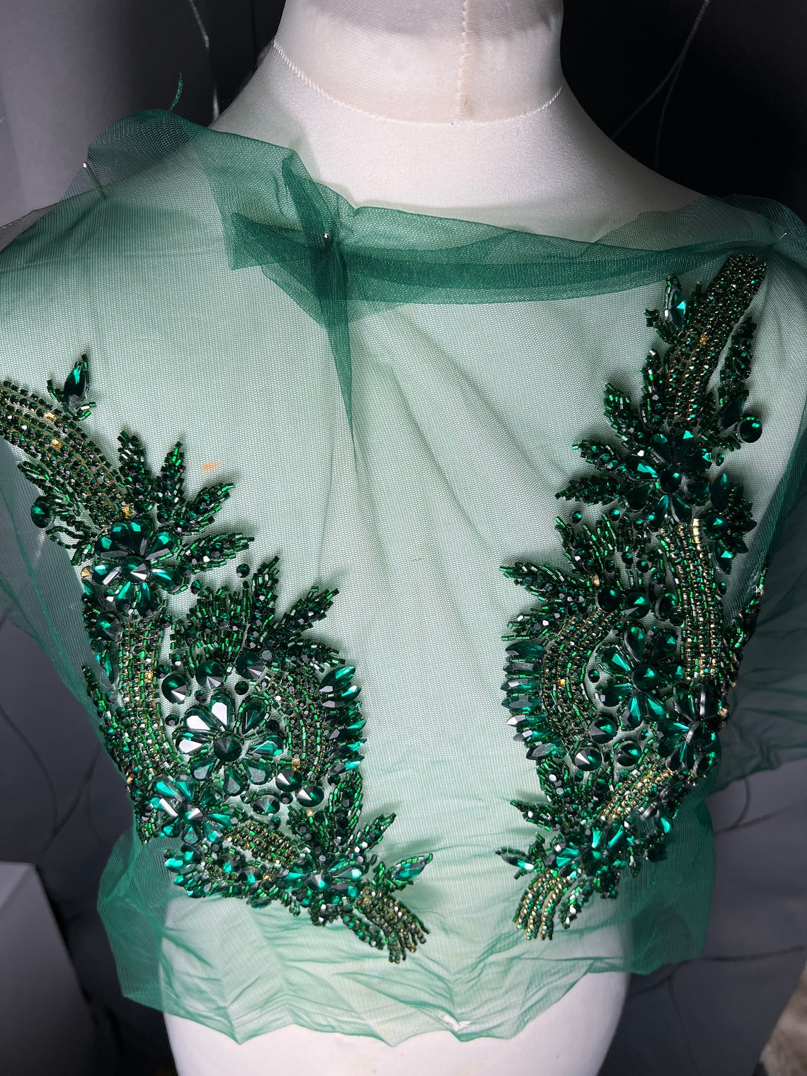 Rhinestone Appliqué Crystal Bodice Patches, Heavy Bead Gold,rose Gold ...