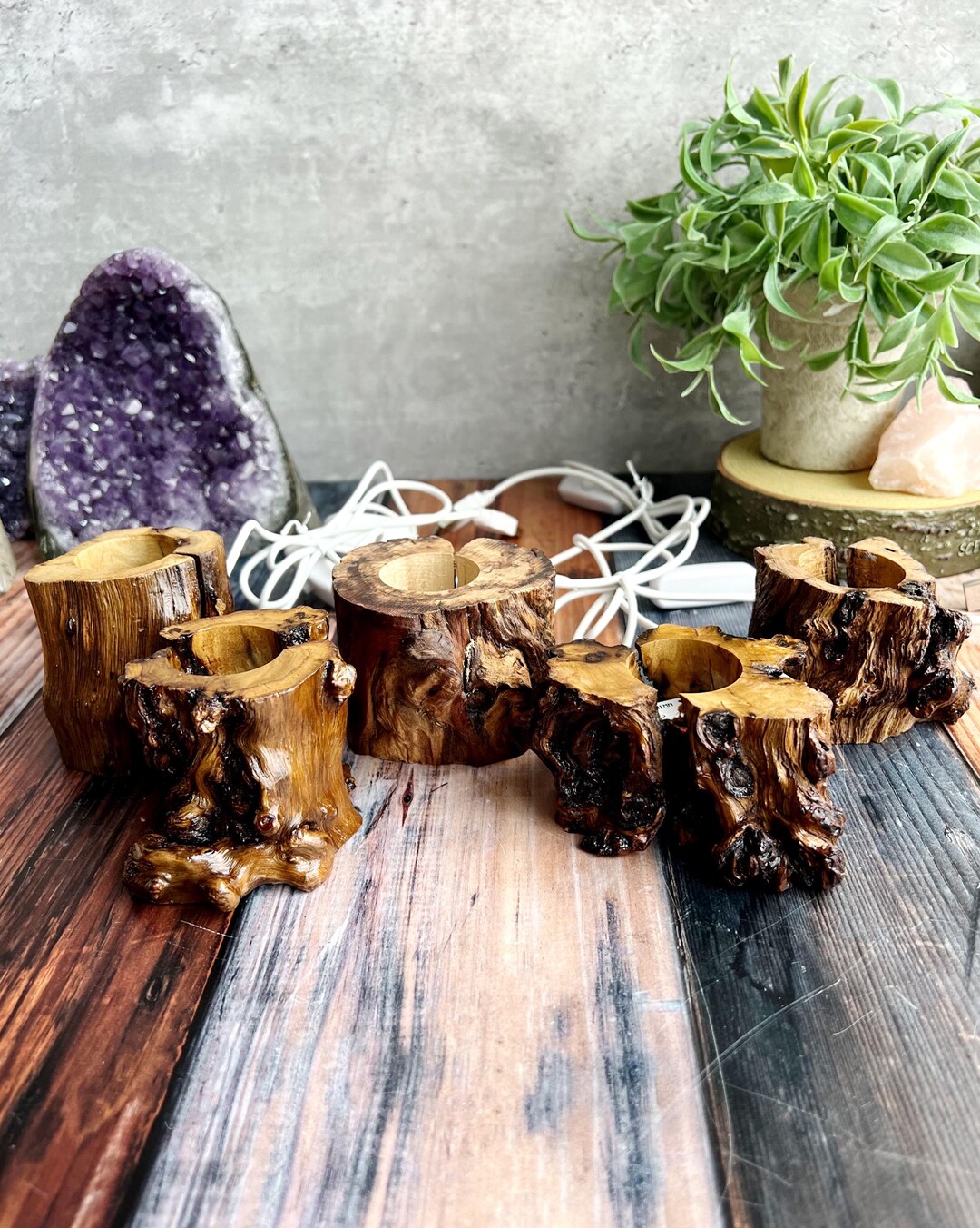 Natural Driftwood Led Sphere Stand, Crystal Light Stand, Gemstone Light ...