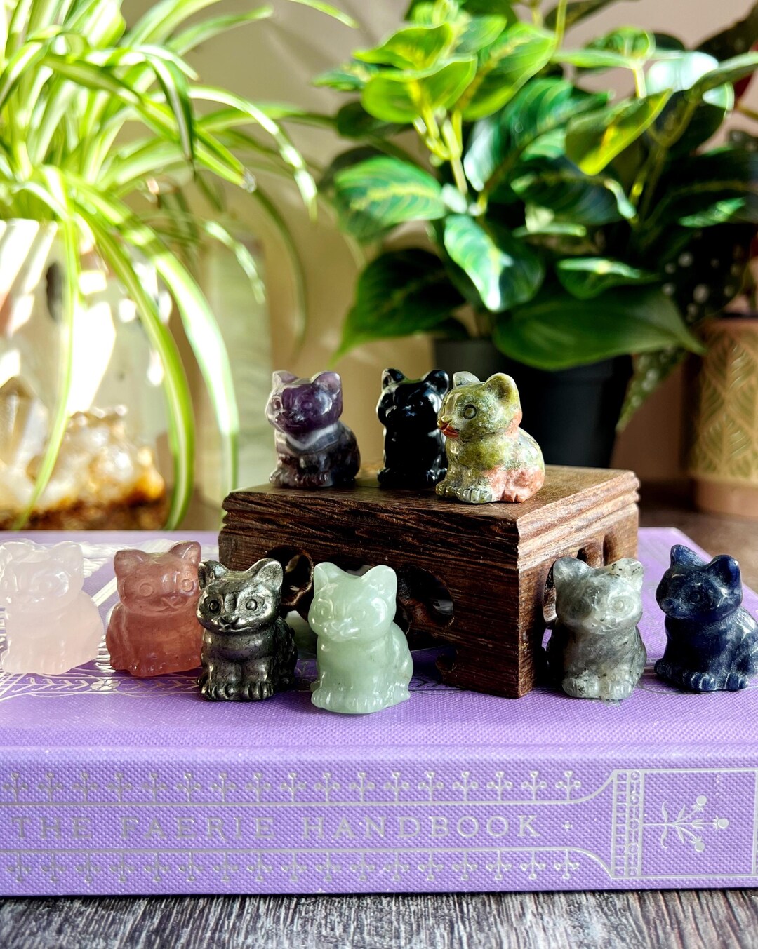 Mini Sitting Kitty, Gemstone, Cat Decor, Rose Quartz Crystal, Amethyst ...