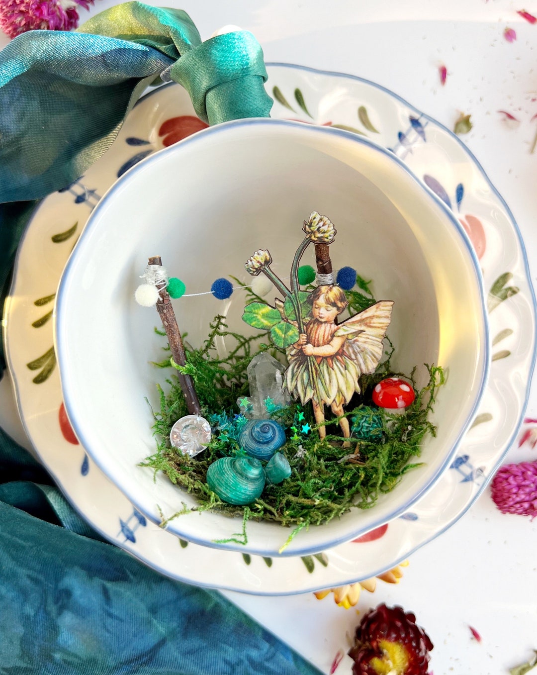 Handmade Tea Cup Fairy Garden, Flower Fairies, Cicely Mary Barker ...
