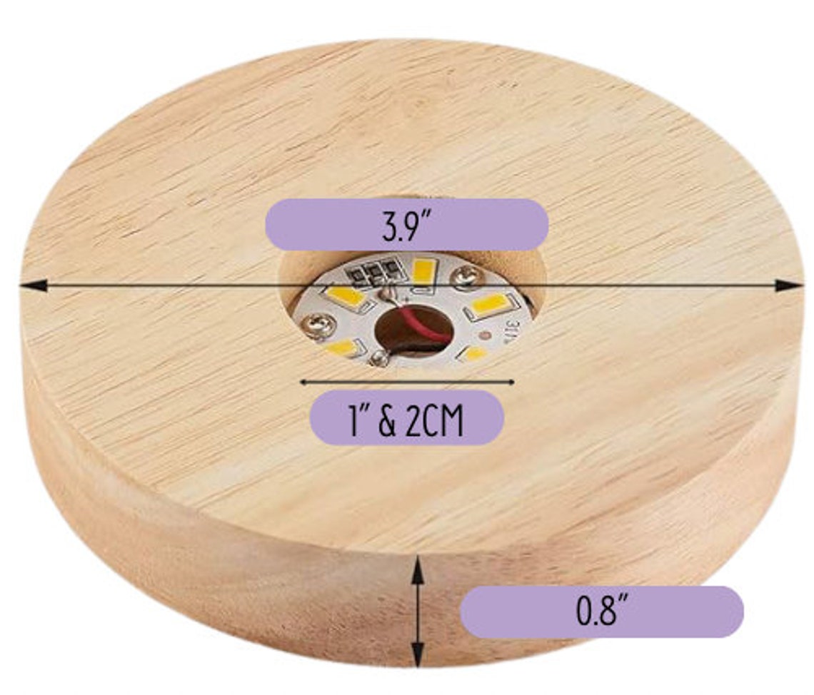 Wooden LED Display Base Lighted Base for Crystal Art Wood Display ...