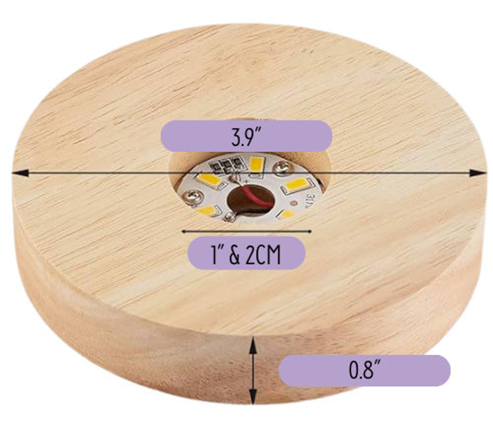 Wooden LED Display Base Lighted Base for Crystal Art Wood Display ...