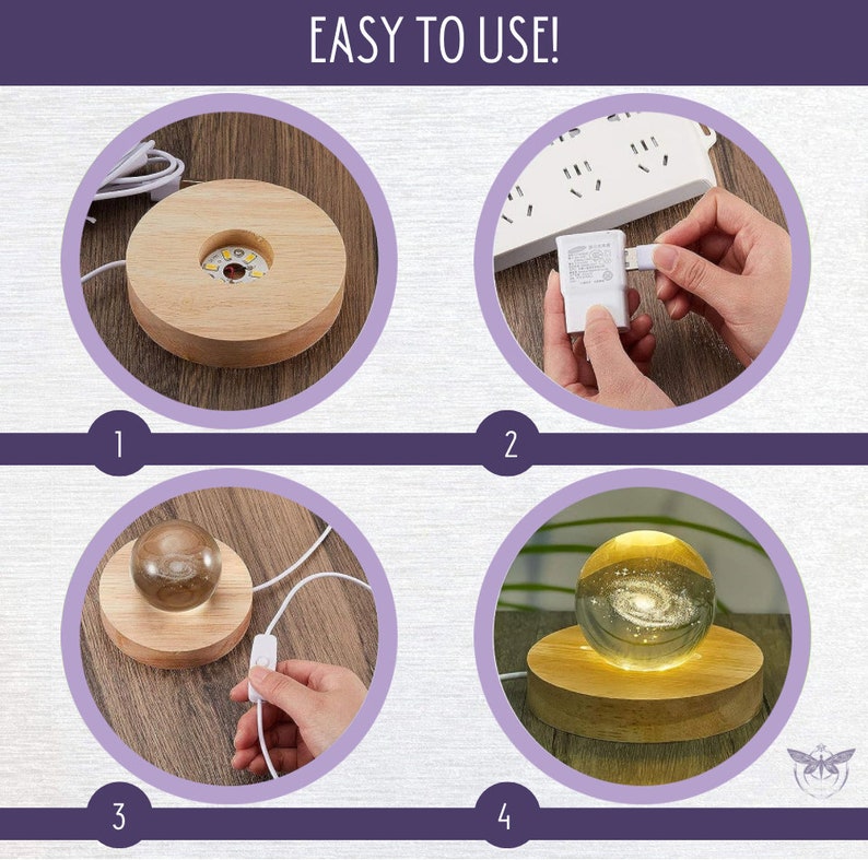 Wooden LED Display Base Lighted Base for Crystal Art Wood Display ...