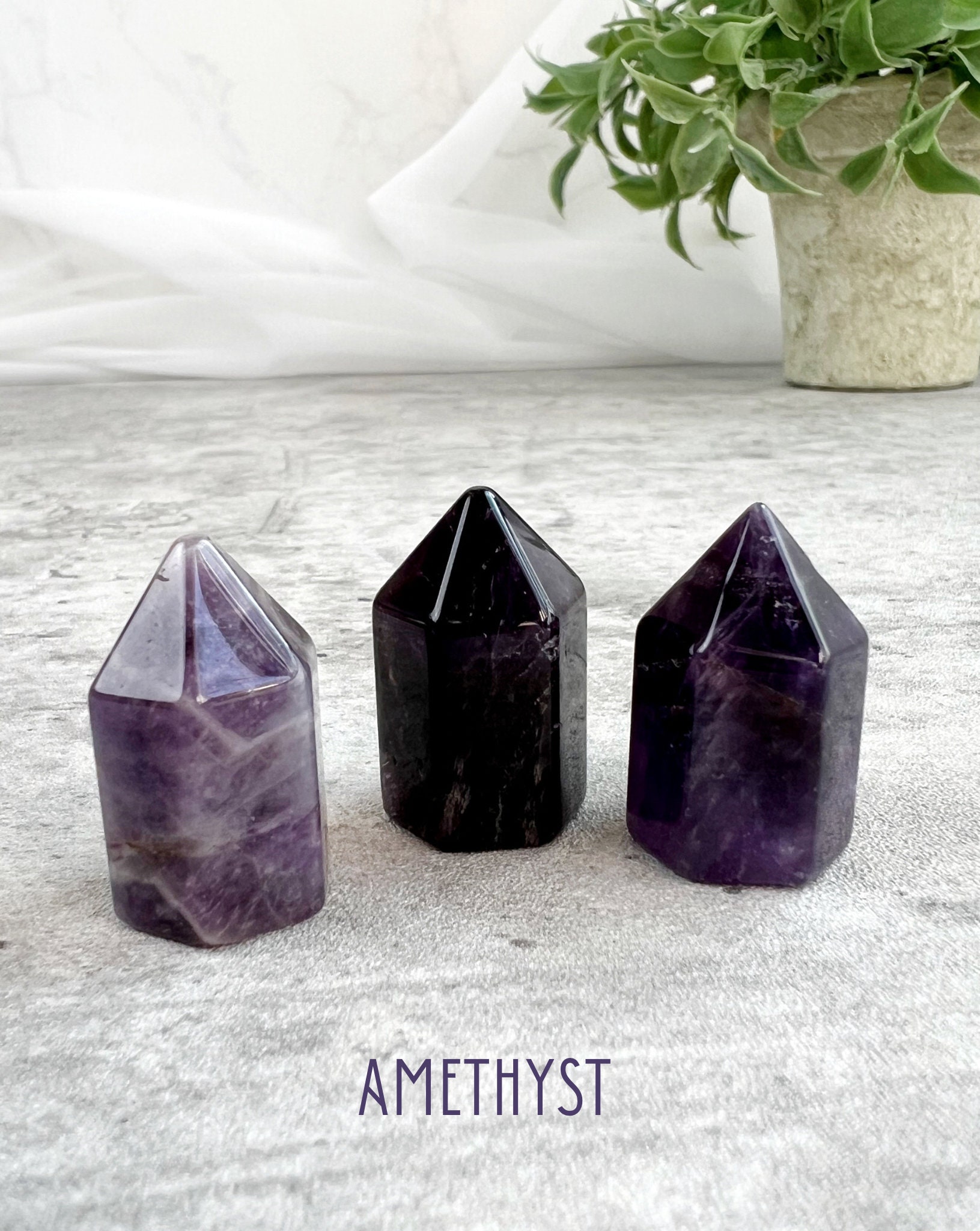 1 Natural Mix Crystal Mini Obelisk Tower Point Crystal Energy, Amethyst ...