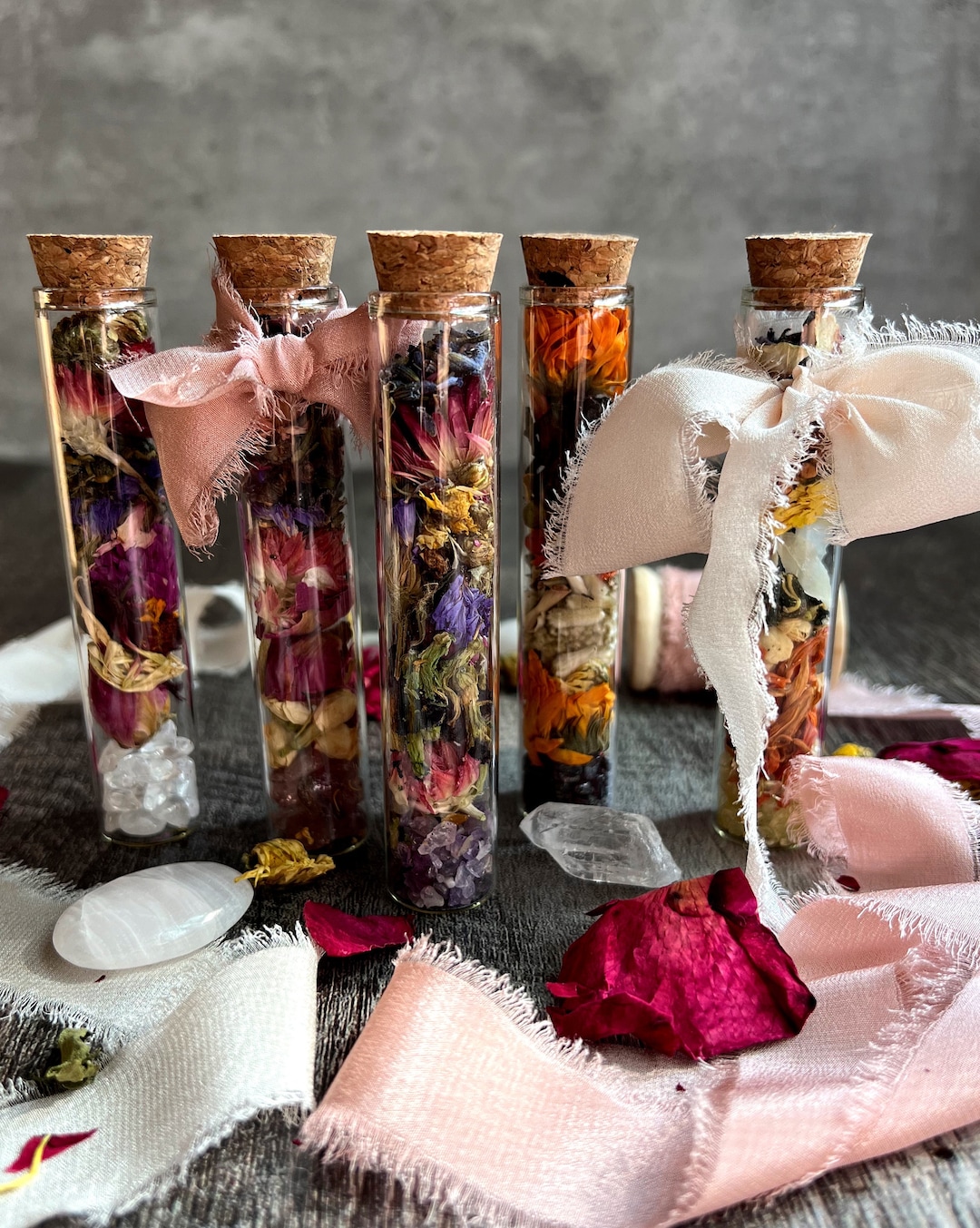 Dried Flower Apothecary Jars, Botanical Glass Vials, Mini Dried ...