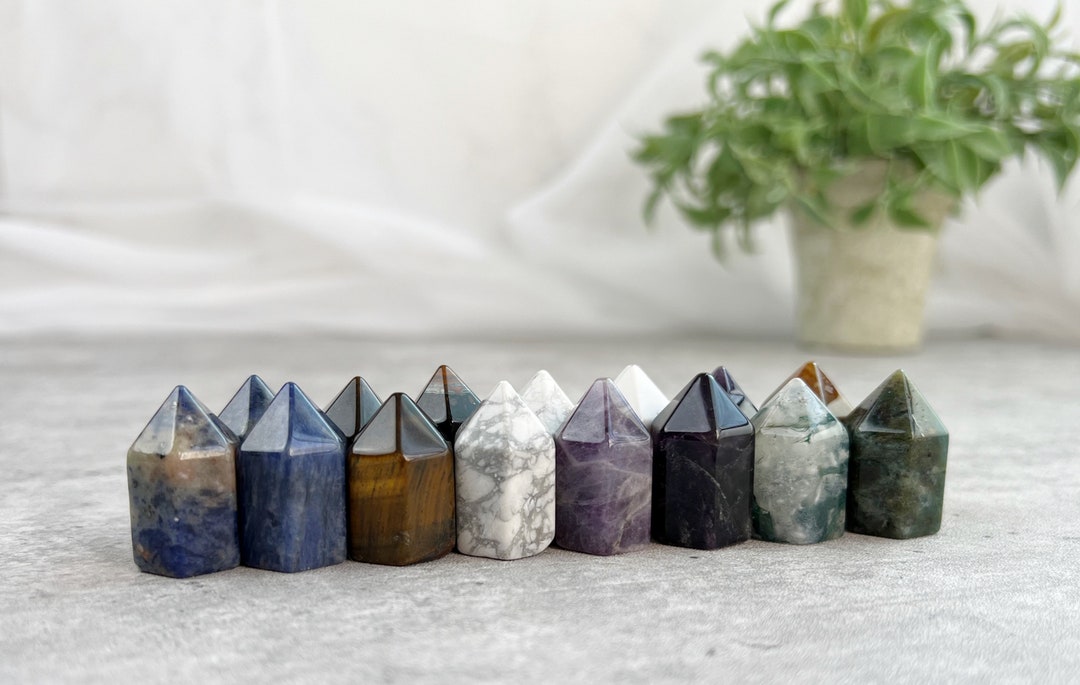 1” Natural Mix Crystal Mini Obelisk Tower Point Crystal Energy ...