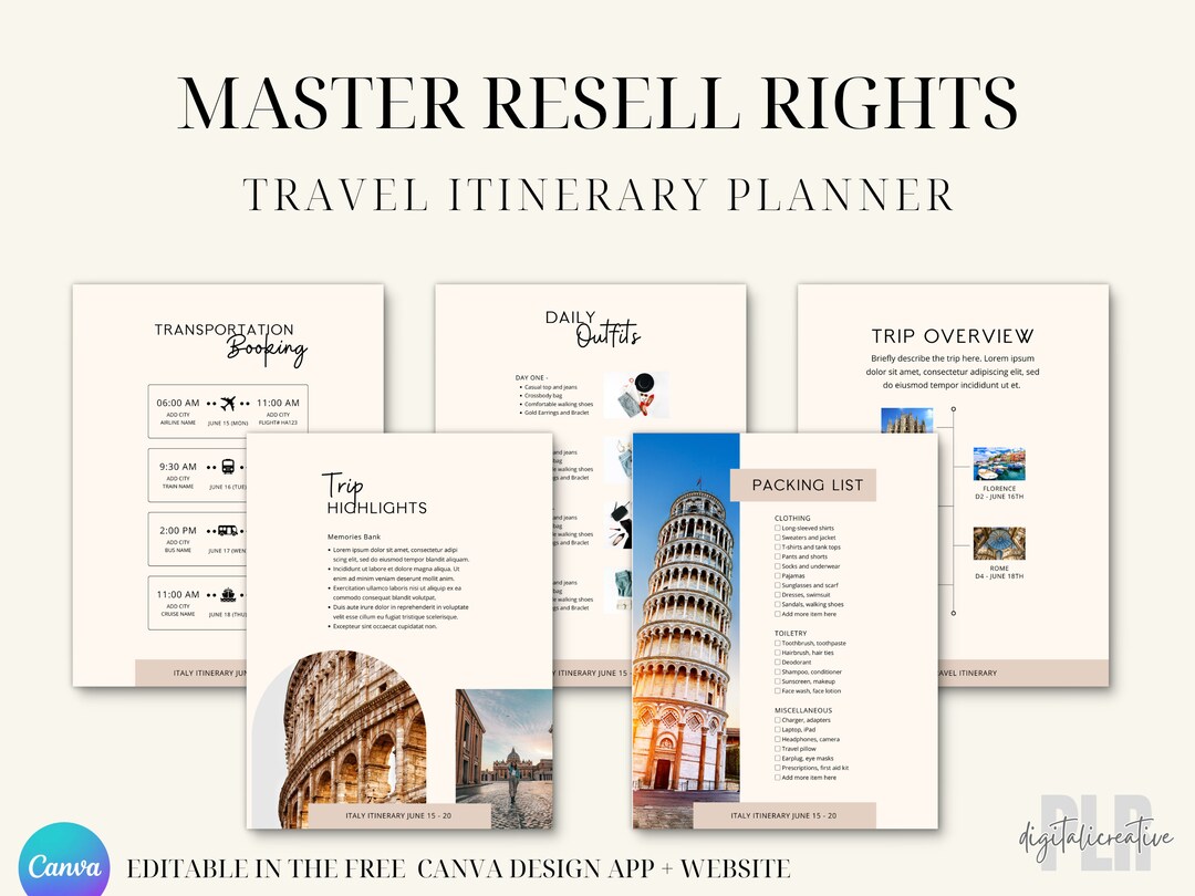 Travel Itinerary Template, Mobile Travel Planner, Editable Travel Guide ...