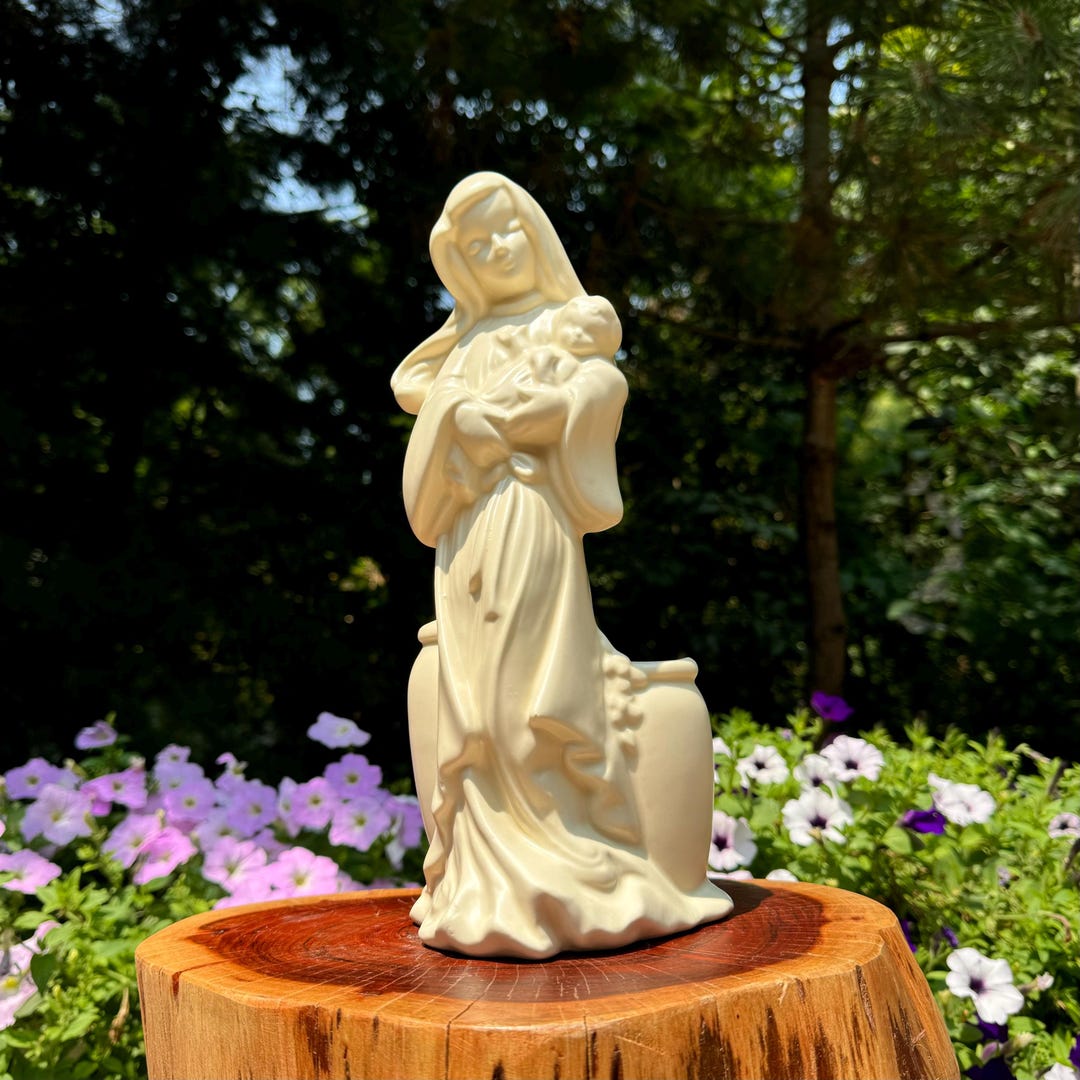 Vintage Mid Century HULL POTTERY Blessed Mary With Baby Jesus Cream ...