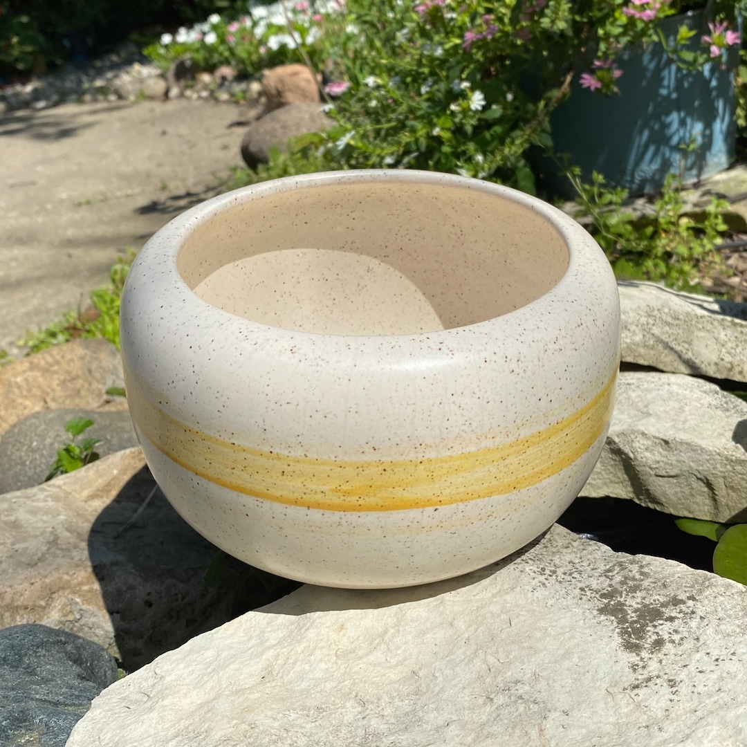 Vintage MCM Haeger Designs of Dundee IL USA Yellow Striped Pottery Bowl ...