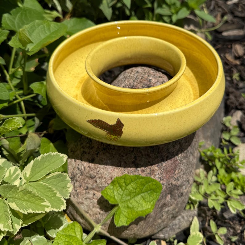 Vintage MCM Red Wing Art Pottery Circular Yellow Ceramic Tube Donut ...