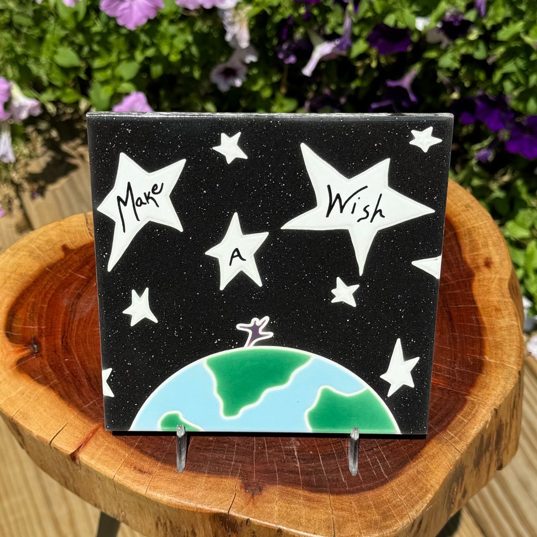 Vintage 1990s Ciaria Tile Studio Make A Wish Square Ceramic ART TILE ...