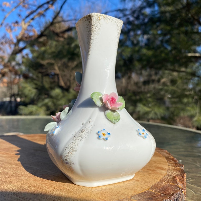 Vintage Mid Century LEFTON China Porcelain Hand Painted Floral Bud Vase ...