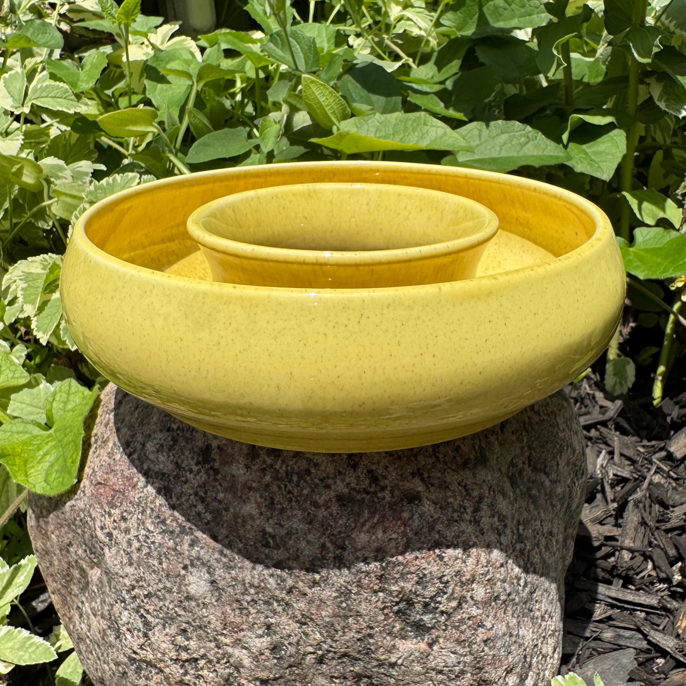 Vintage MCM Red Wing Art Pottery Circular Yellow Ceramic Tube Donut ...