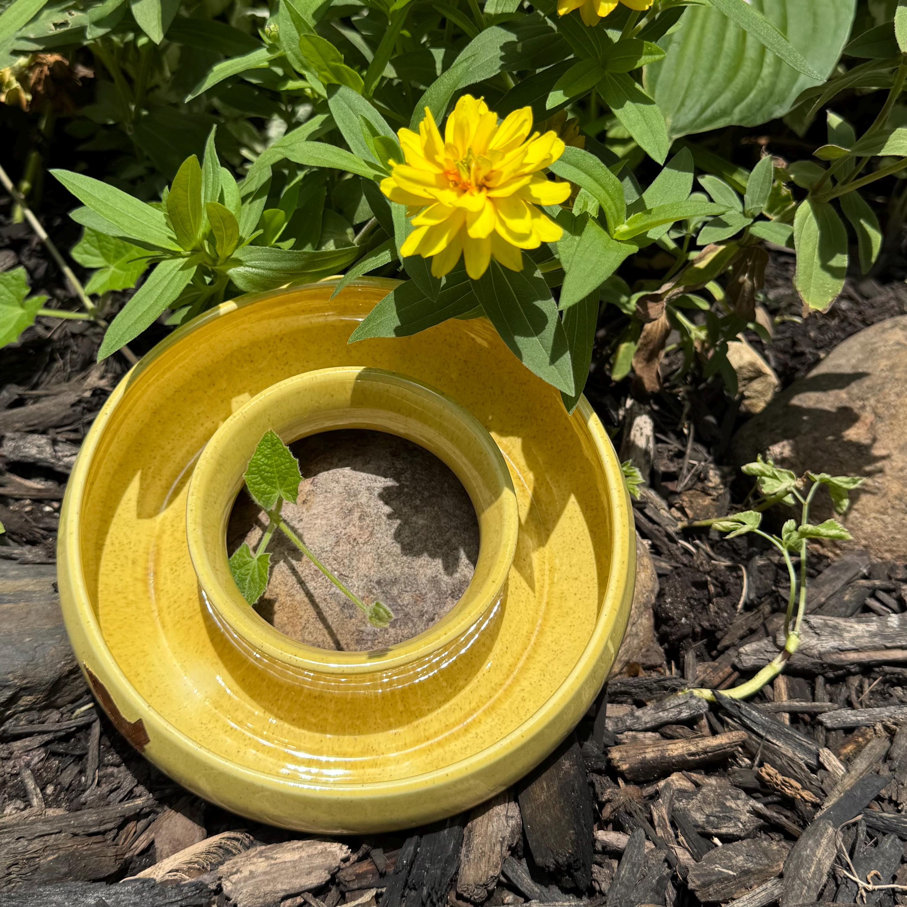 Vintage MCM Red Wing Art Pottery Circular Yellow Ceramic Tube Donut ...