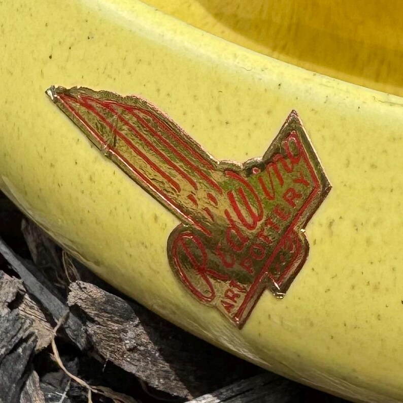 Vintage MCM Red Wing Art Pottery Circular Yellow Ceramic Tube Donut ...