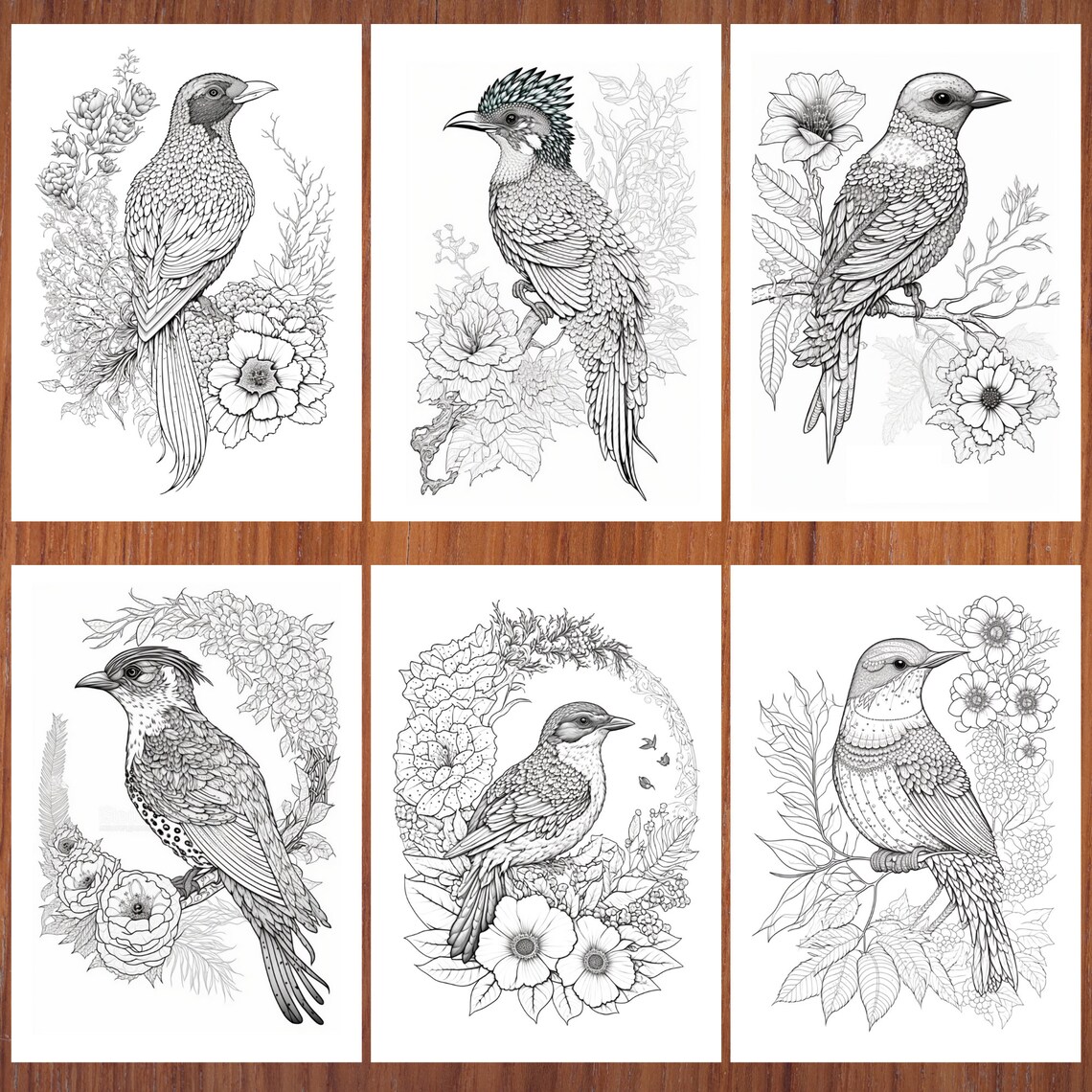 30 Flower Birds Coloring Pages Bundle Premium Digital Download PDF ...