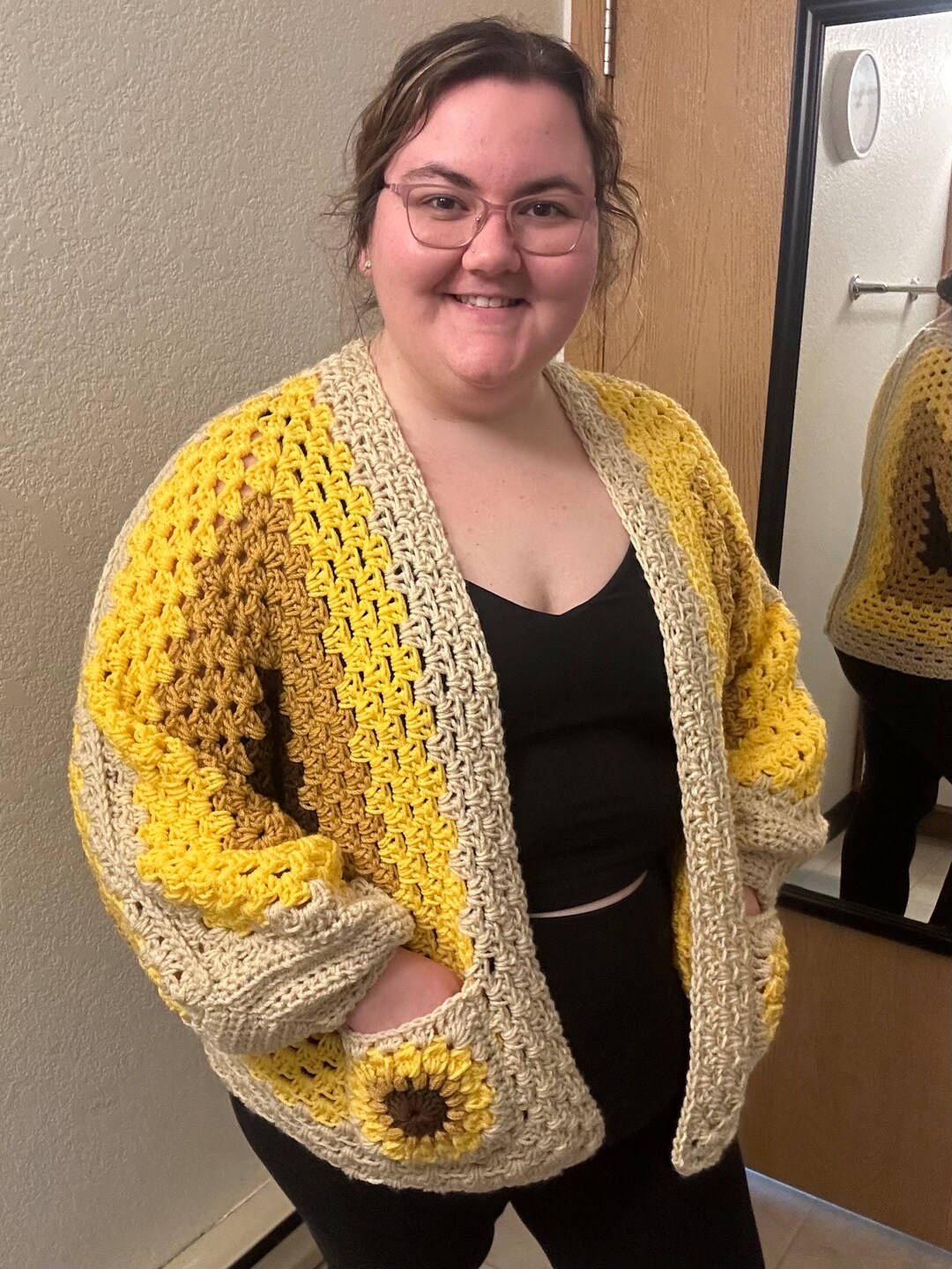 Sunflower Crocheted Cardigan - Etsy
