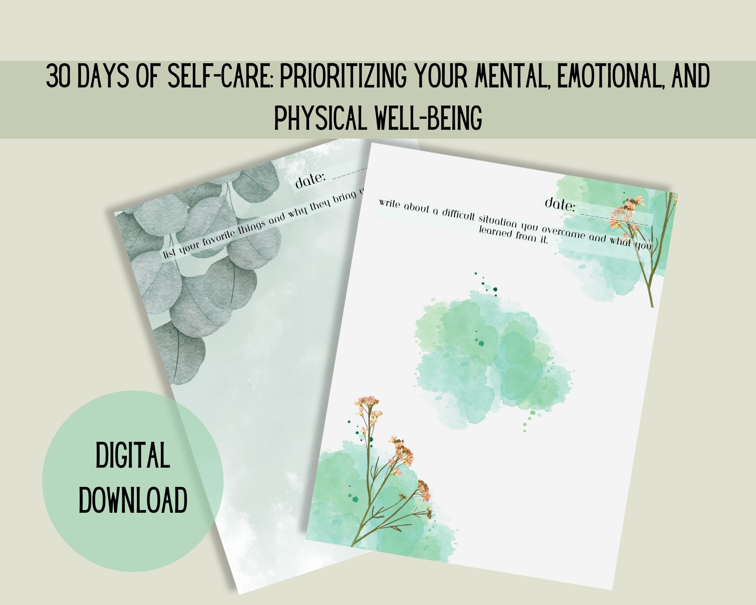 30 Days of Self-care Prompts Digital Planner Prompts Monthly Journal ...