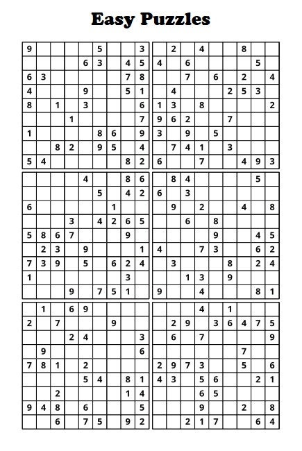 Sudoku Puzzles for Adults - 1000+ Printable Puzzles Easy to Hard ...