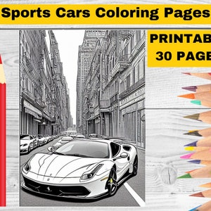 Supercar Coloring Pages for Adults, Boys Kids 35 Relaxation Sports Car ...