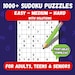 Sudoku Puzzles for Adults 1000 Printable Puzzles Easy to Hard Digital ...