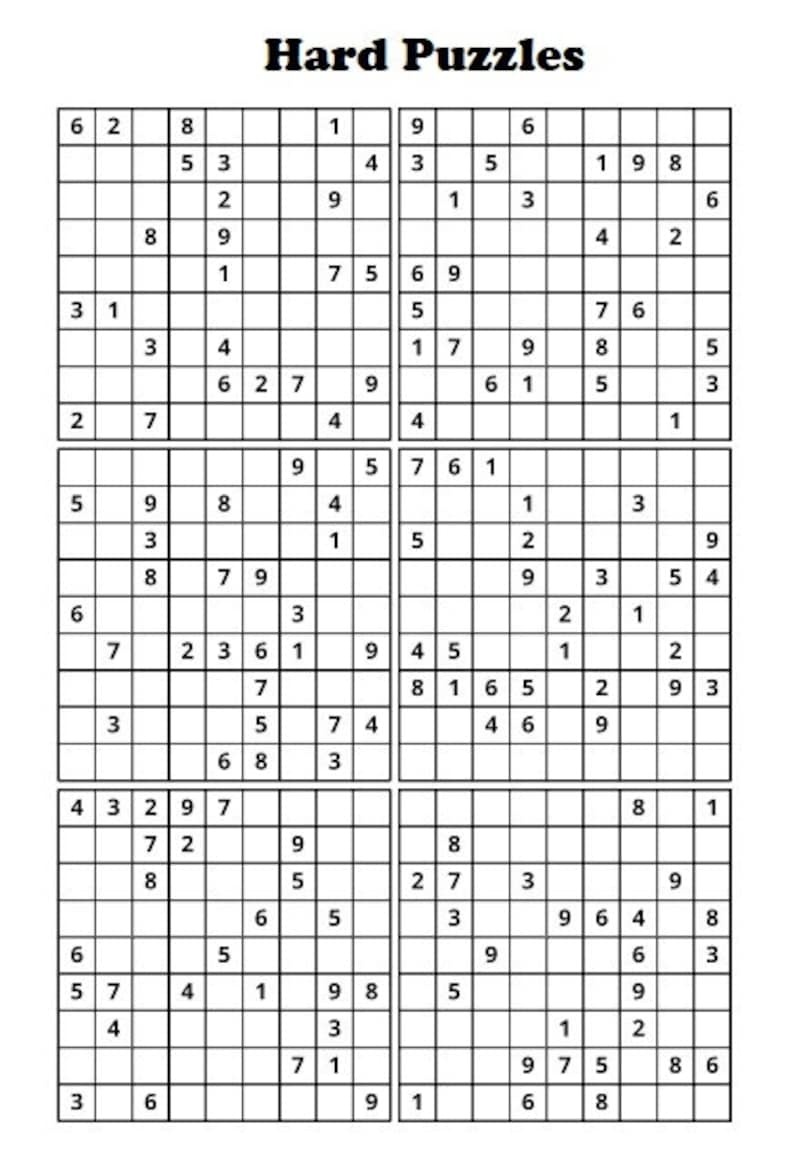 Sudoku Puzzles for Adults - 1000+ Printable Puzzles Easy to Hard ...