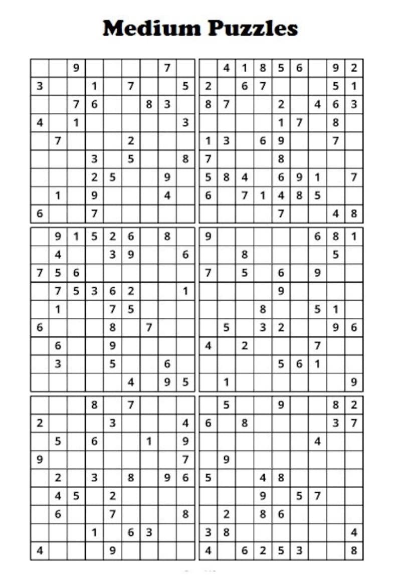 Sudoku Puzzles for Adults - 1000+ Printable Puzzles Easy to Hard ...