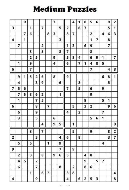 Sudoku Puzzles for Adults - 1000+ Printable Puzzles Easy to Hard ...