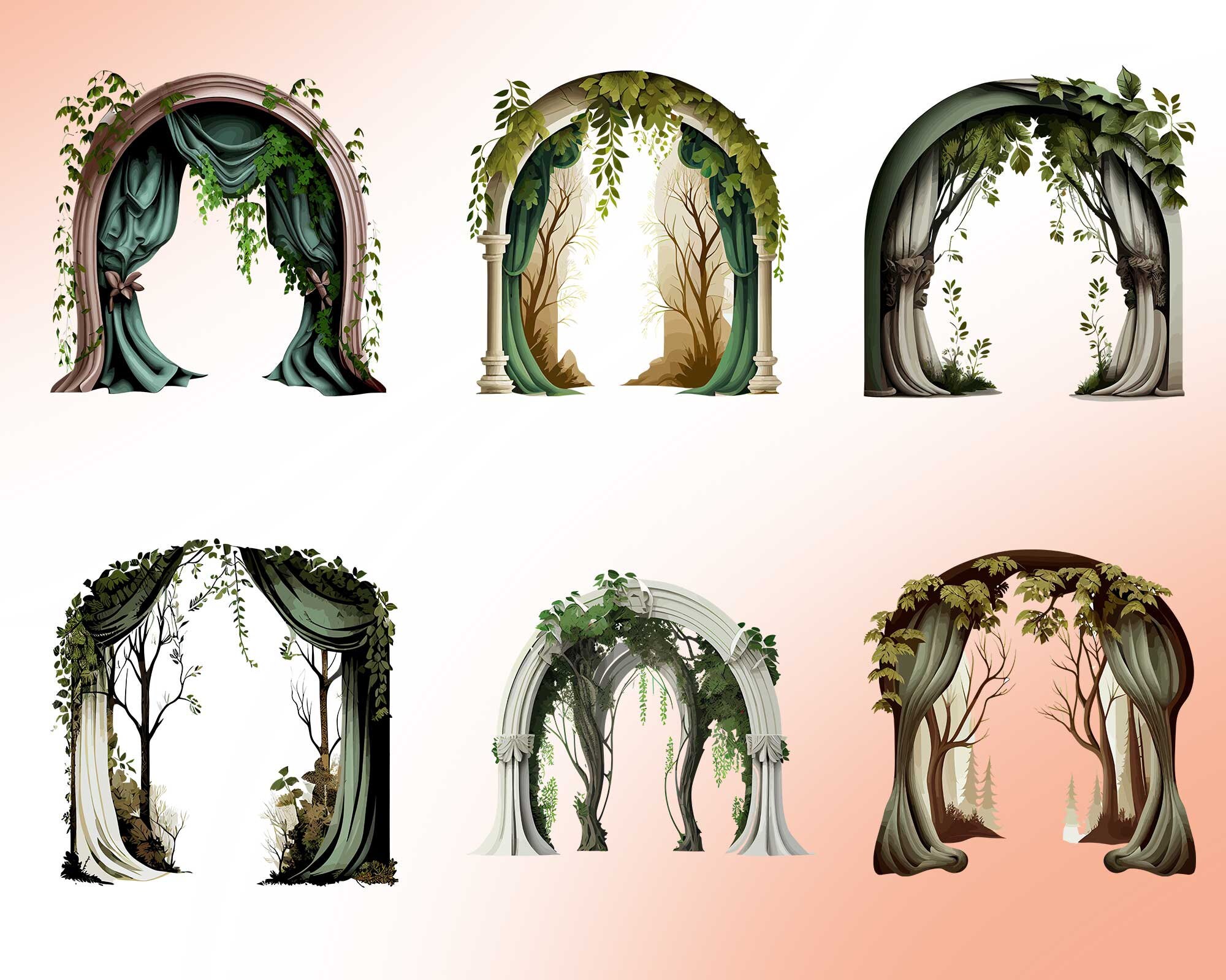 Colorful Tree Arches Clipart Tree Arches With Floral Clipart - Etsy